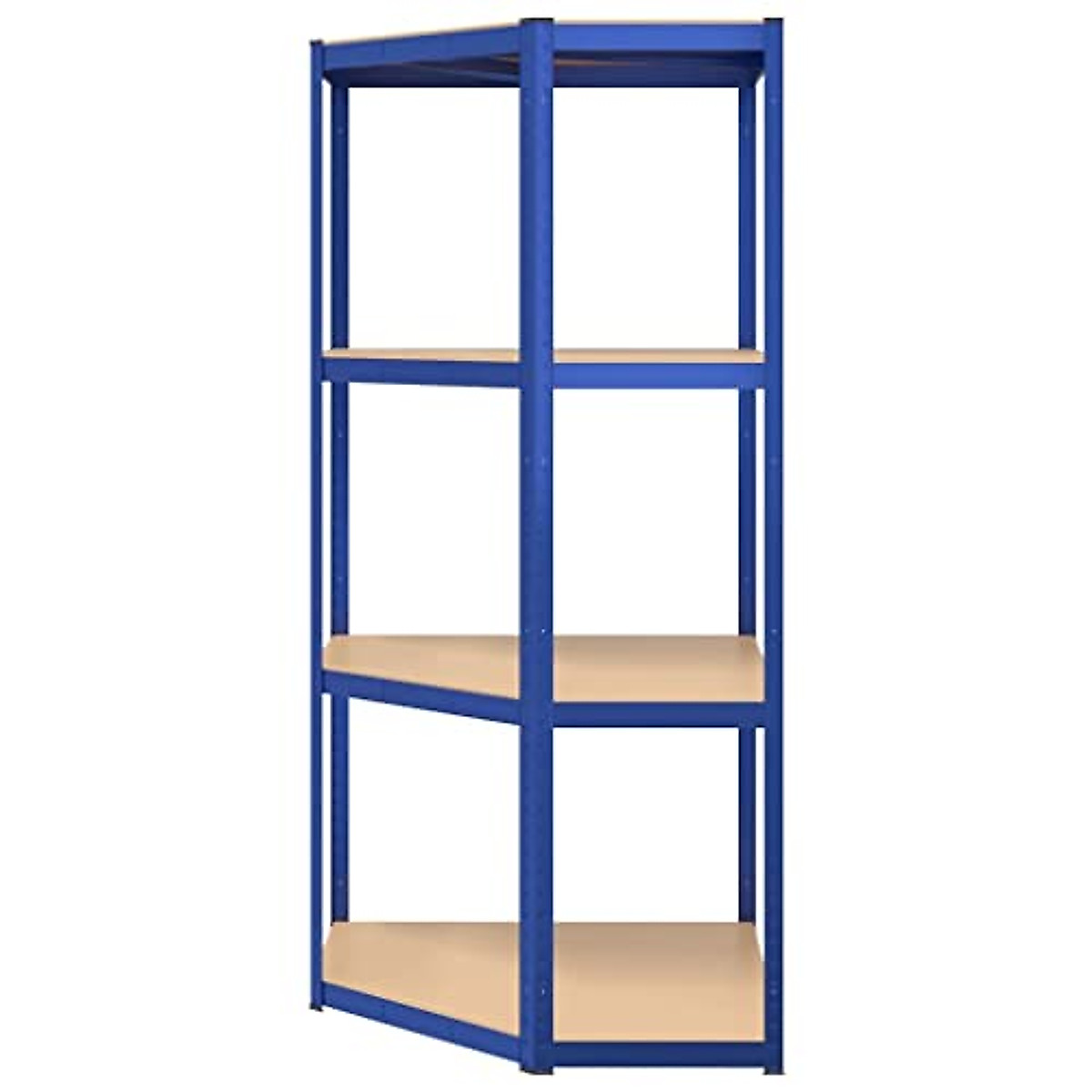 vidaXL 4-Layer Corner Shelf - Blue Galvanized Steel & Engineered Wood - Industrial Style - Ample Storage Space - Perfect for Commercial and Residential Use