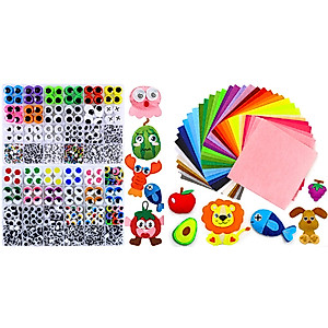 108pcs Felt Sheets + 2310pcs Googly Wiggle Eyes, Art and Craft Supplies.