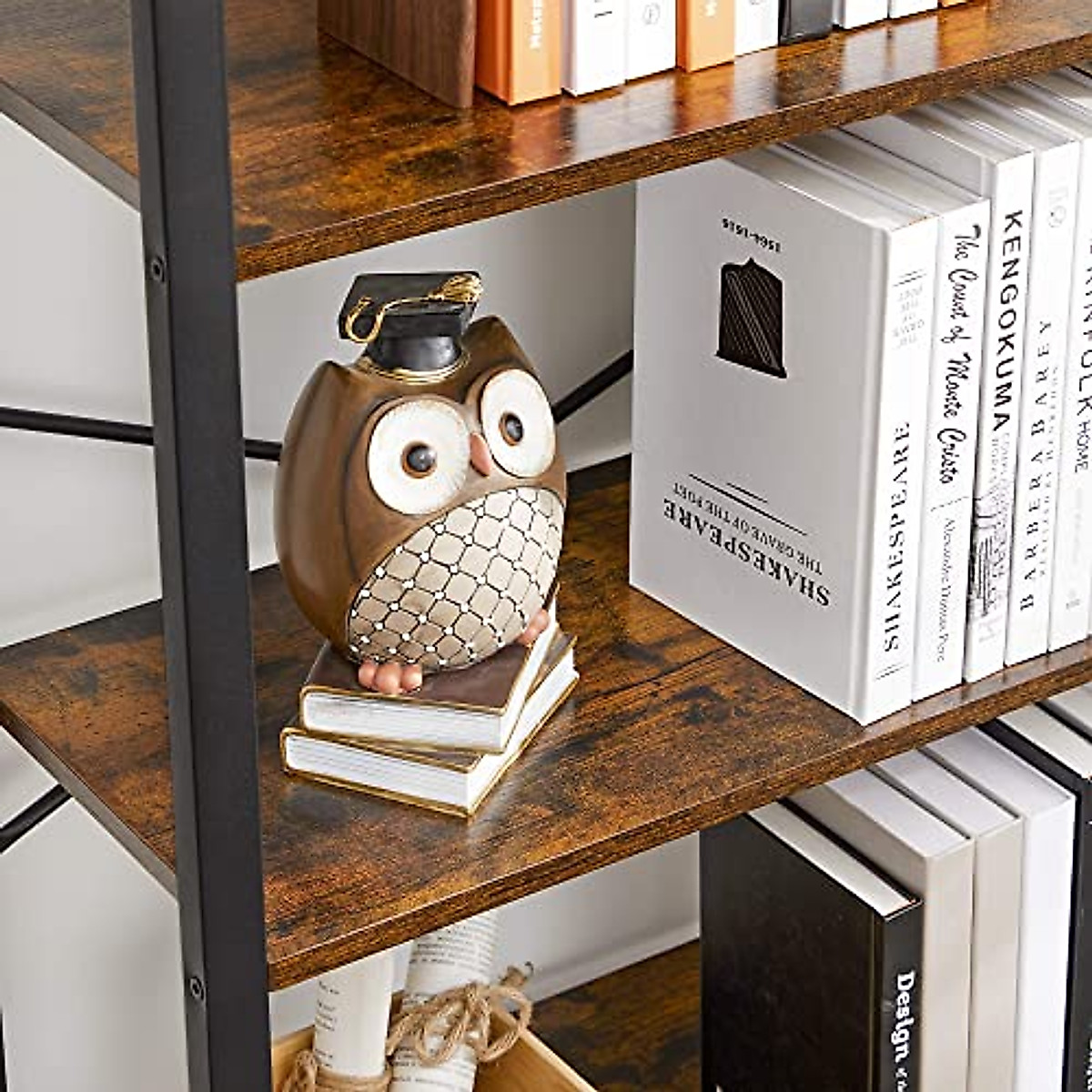 VASAGLE 6-Tier Tall Bookshelf, Large Bookcase with Steel Frame, Deep Book Shelf for Living Room, Home Office, Study, 11.8 x 26 x 73.2 Inches, Industrial Style, Rustic Brown and Black ULLS062B01