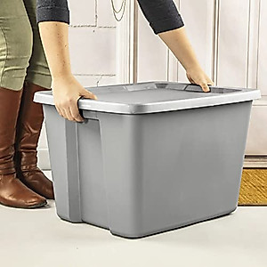 DXBO 18 Gallon. Storage Box Plastic With Lid, Stackable and Nestable, For Clothes, Toys, Books, Snacks, Shoes and Grocery Storage Box, Gray #
