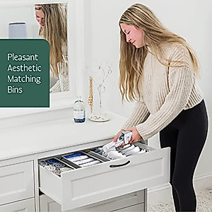 RUBOXA Dresser Organizer - Set of 4 Drawer Organizers for Clothing, Bra and Underwear Organizer Bins for Bedroom Organization, Breathable, Easy Assemble, Foldable, for Lingerie, Sock, Tie ETC. (GREY)