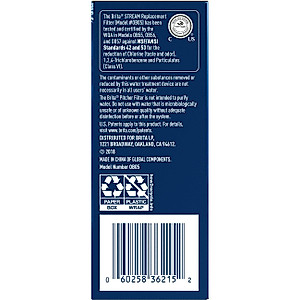 Brita Stream Water Filter Replacements for Stream Pitchers and Dispensers, Lasts 2 Months, Reduces Chlorine Taste and Odor, 3 Count