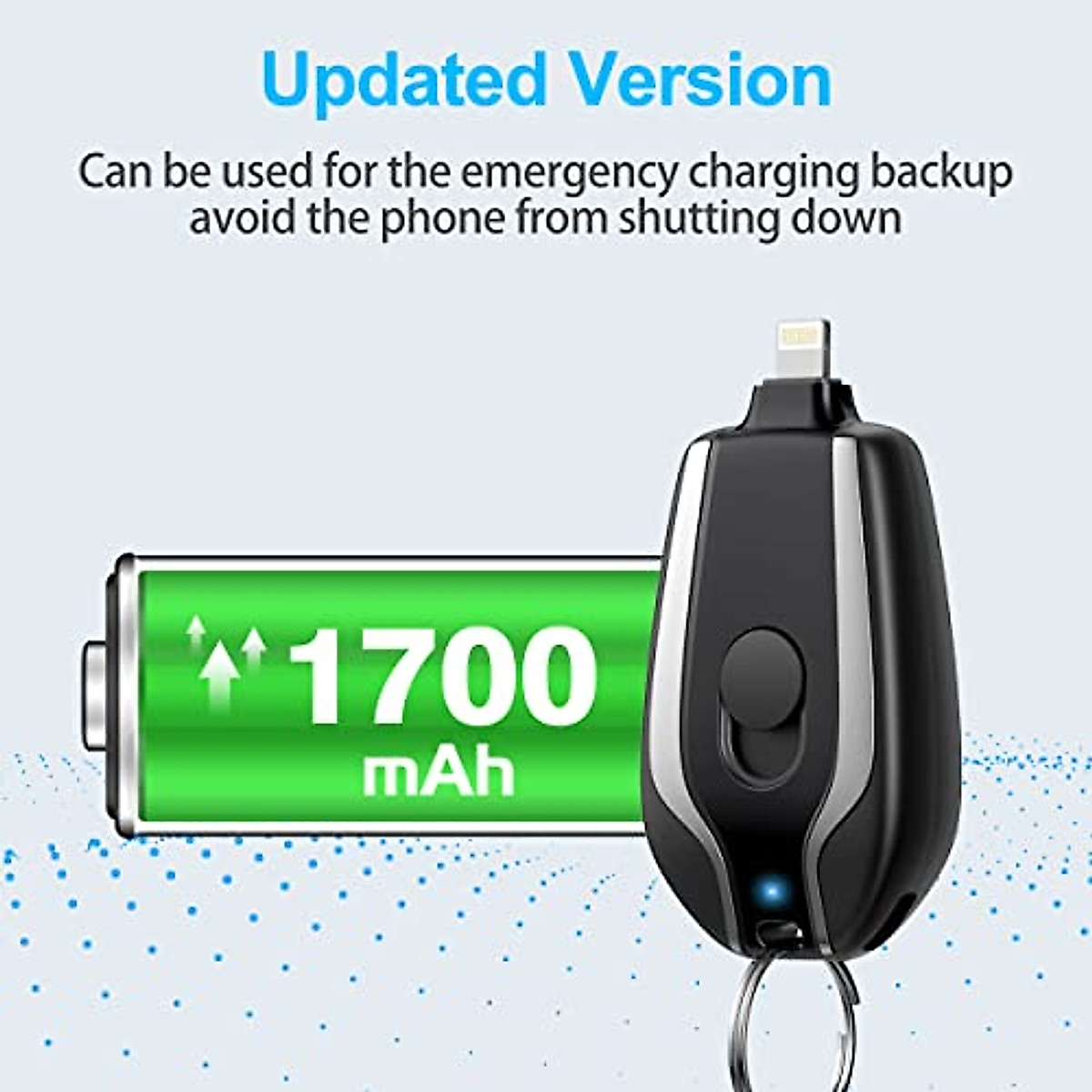 EMNT Keychain Portable Charger for iPhone,1700mAh Mini Power Emergency Pod,External Fast Charging Power Bank Battery Pack, Smaller Cell Phone Charger for iPhone 14,13,12,11,Plus,Pro,MaxXS,XR,X,8,7,6s