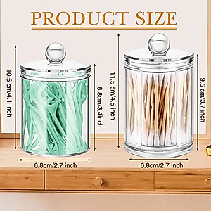 12 Pcs Swab Holder Dispenser Clear Bathroom Jars with Lids Bathroom Organizer Countertop Acrylic Bathroom Canister for Swab, Vanity Makeup Accessories