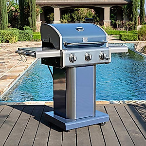 Kenmore 3-Burner Outdoor BBQ Grill | Liquid Propane Barbecue Gas Grill with Folding Sides & Grill Cover for Outdoor Grill, 56 Inch, Waterproof, Weather- UV- and Fade-Resistant