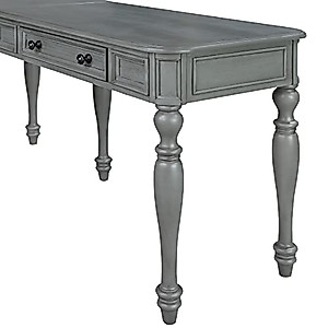OSP Home Furnishings Country Meadows L-Shape Desk with 2 Full Drawers and Power Hub, Plantation Grey