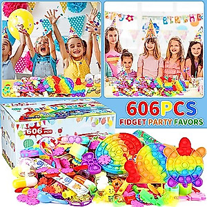 606 PCS Party Favors for Kids4-8, Fidget Toys Pack, Birthday Gift Toys, Goodie Bag Stuffers for Kids, Treasure Box Toys for Classroom, Pinata Stuffers Toys, Carnival Prizes,Classroom Prizes for Kids