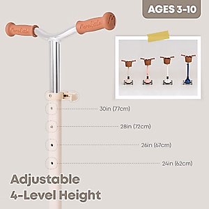 MomnLittle Kick Scooter for Kids Ages 3-10 (Pink) 3 Wheeled with LED Light-Up Wheels CPSC Certified Foldable and 4 Height Adjustable Toddler Scooters for Boys Girls