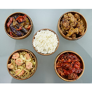 PACIFIC MERCHANTS Acaciaware Round Calabash Salad Bowls, 6-Inch by 2-inch Set of 4, Nut Bowl, Soup Bowl, Hand Turned From One Piece Of Wood, Eco-Friendly, Sustainably Harvested