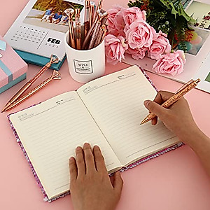 12 Pcs Rose Gold Pretty Pens Set, Super Cute Liquid Sand Glitter Pen Metal Ballpoint Pens Crystal Diamond Pen Girly Black Ink Gifts for Women Mother Daughter Birthday Wedding Office Supplies (12)