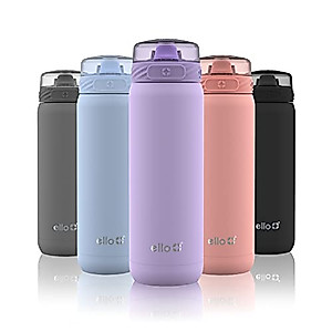Ello Cooper Vacuum Insulated Stainless Steel Water Bottle with Soft Straw and Carry Loop, Double Walled, Leak Proof, Lilac, 32oz