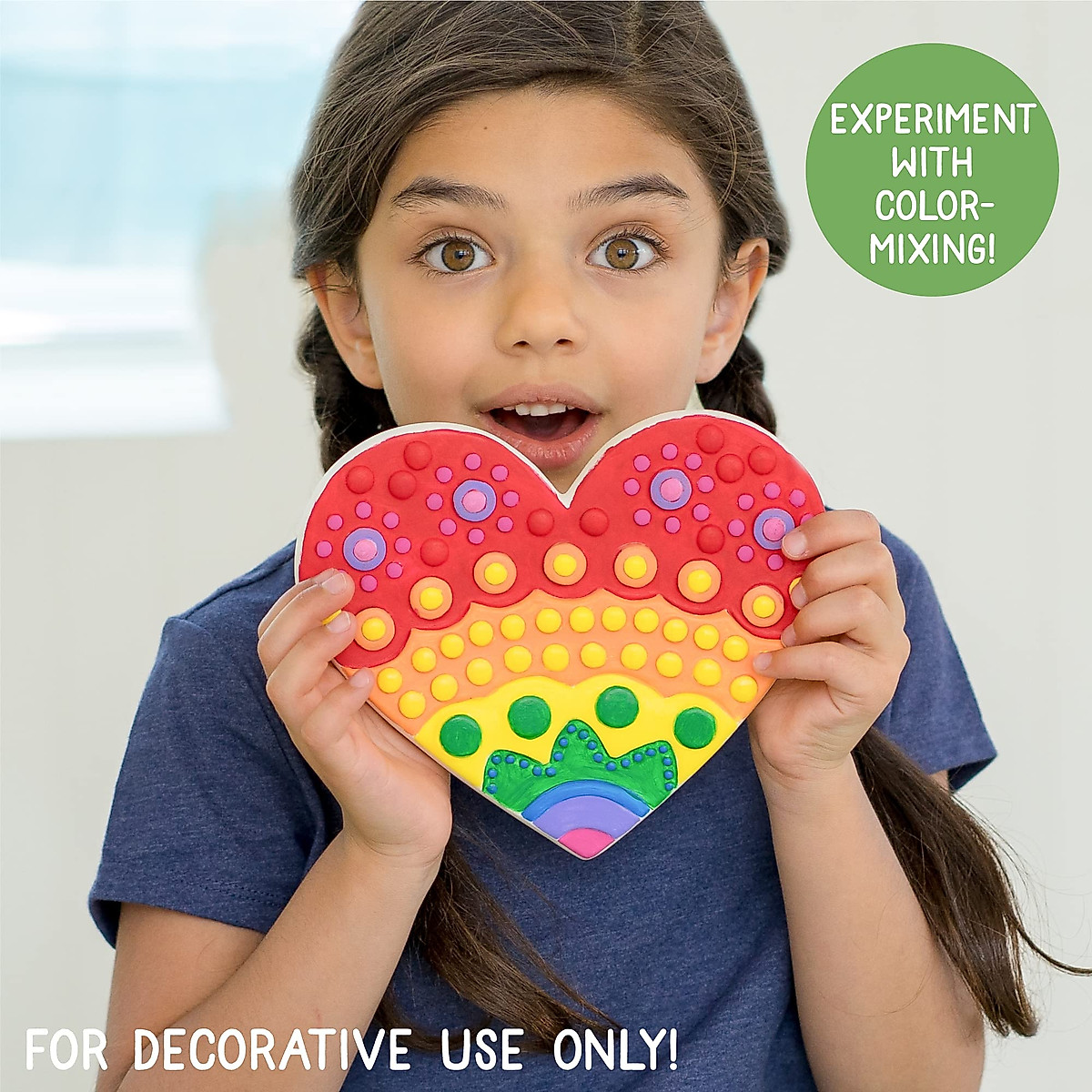 Creative Roots Mosaic Butterfly, Unicorn, & Heart Stepping Stone, Includes 3-Pack 7-Inch Ceramic DIY Stepping Stone & 6 Vibrant Paints, Paint Your Own Stepping Stone for Kids Ages 8+