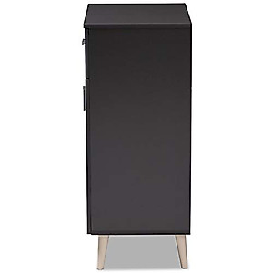 Baxton Studio Jonas Server Cabinet in Dark Grey and Oak Brown