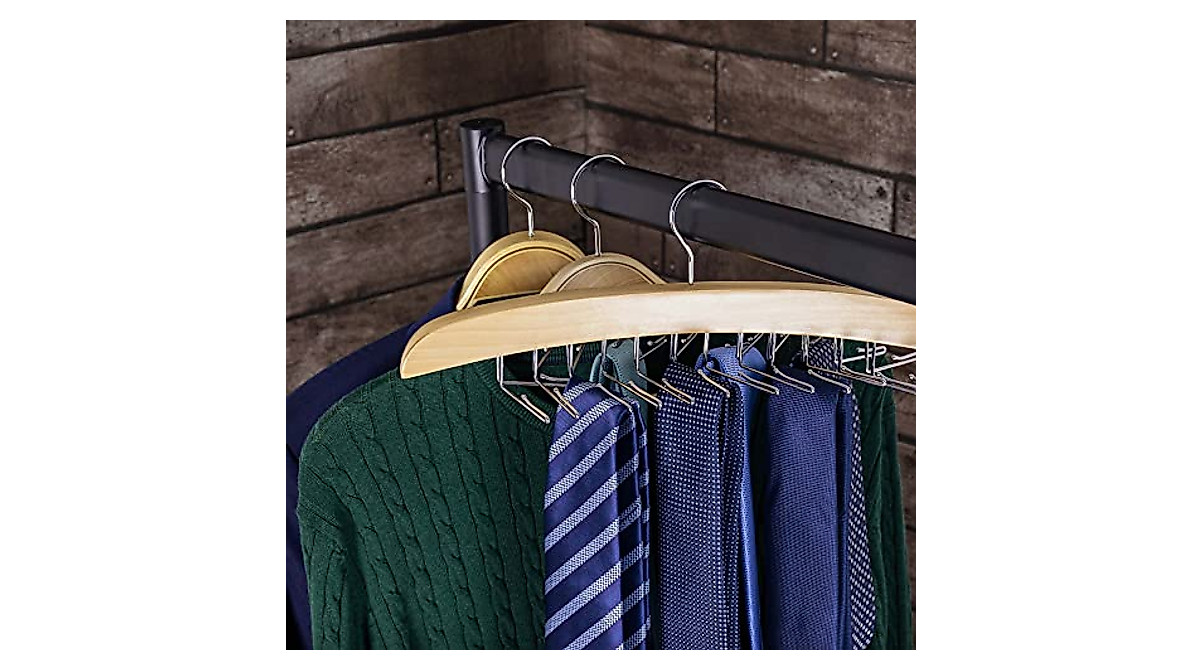 HANGERWORLD Premium Wooden Tie Holder - Space Saving Rack