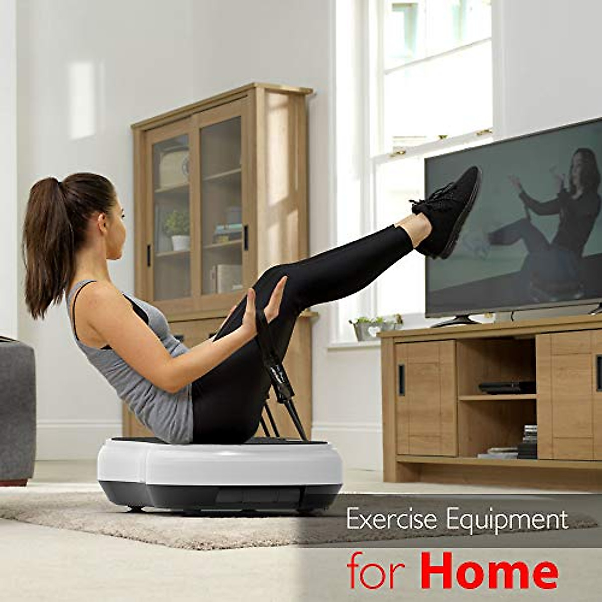 Hurtle Fitness Vibration Shaking Platform - Workout Machine Exercise Equipment for Home Vibration Plate Balance your Weight Workout Equipment Includes Remote Control, Balance Straps, Home Gym, White