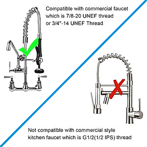 KWODE Pre-Rinse Spray Valve Replacement Head with Handle Grip Assembly for Commercial Kitchen Faucet 1.42 GPM High Pressure Commercial Dishwasher Hose Sprayer Nozzle for Restaurant Industrial Kitchen