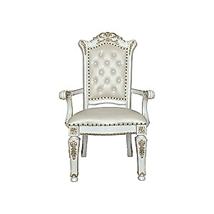 Acme Furniture Set of 2 Upholstered Arm Chair, Antique Pearl