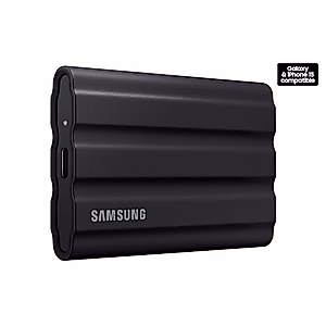 SAMSUNG T7 Shield 2TB, Portable SSD, up-to 1050MB/s, USB 3.2 Gen2, Rugged,IP65 Water & Dust Resistant, for Photographers, Content Creators and Gaming, Extenal Solid State Drive (MU-PE2T0S/AM), Black