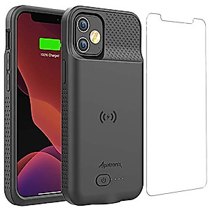 Alpatronix Battery Case for iPhone 12 Pro & iPhone 12 (6.1 inch), Strong Slim Portable Protective Extended Charging Cover Compatible with Wireless Charging, Apple Pay, CarPlay - BX12 - Black