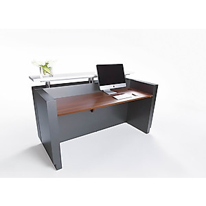 GW FURNITURE Modern Space Grey Reception Desk(63") with Quartz Stone Counter TOP