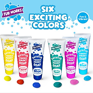 Tub Works Bathtub Finger Paint Soap, 12 Pack | Non-Toxic, Washable Bath Paint for Toddlers & Kids