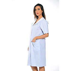 Dreamcrest 8511-Blue-2X Short Sleeve Duster/Housecoat/Women Sleepwear