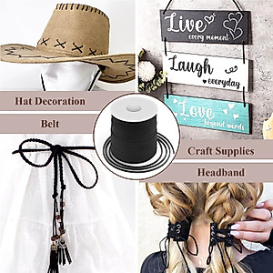 Leather String, Flat Suede Cord Faux Leather Cord Thin Leather Lace for Bracelets, Necklaces, Jewelry Making and Art Crafts (2.7 MM Black)