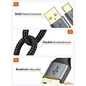 CableCreation Short USB to USB C Cable 0.8ft, USB C Charger Cable Braided for Car Carplay, Galaxy S23 S23+ S22+ S22 S21 S20 Note 20, MacBook, iPad Mini 6, iPad Pro 2020, 0.2m