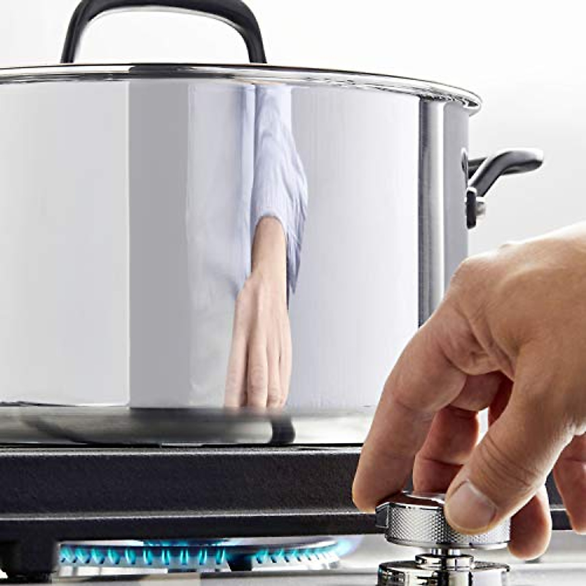 KitchenAid 5-Ply Clad Polished Stainless Steel Stock Pot/Stockpot with Lid, 8 Quart