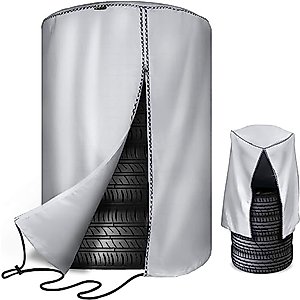 Large Tire Cover Seasonal Tire Tote Tire Storage Bag Seasonal Tire Cover,Waterproof Dust-Proof (Diameter 28",Silver Coated)