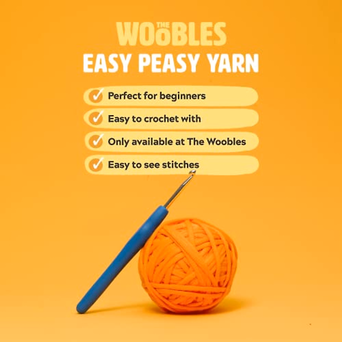 The Woobles Easy Peasy Yarn, Crochet & Knitting Yarn for Beginners with Easy-to-See Stitches - Yarn for Crocheting - Worsted Medium #4 Yarn - Cotton-Nylon Blend