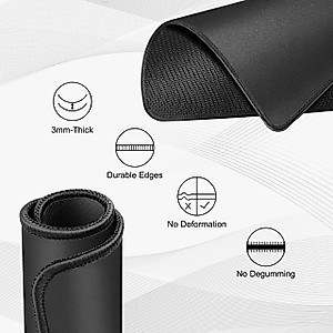 JIKIOU 3 Pack Mouse Pad with Stitched Edge, Comfortable Mouse Pads with Non-Slip Rubber Base, Washable Mousepads Bulk with Lycra Cloth, Mouse Pads for Computers Laptop Mouse 10.2x8.3x0.12inch Black