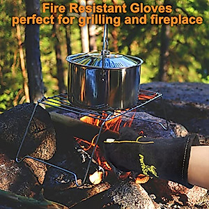 PerfeSafe Welding Gloves, 932℉ Leather Heat Fire Resistant Welders Gloves for Tig/Mig/Stick/Forge, Mitts for BBQ/Oven/Grill/Fireplace/Furnace/Stove/Animal Handling Gloves with Soft Lining