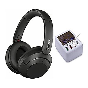Sony WH-XB910N Extra Bass Noise Cancelling Headphones (Black) with Kratos Power 40W 4-Port Charger Bundle (2 Items)