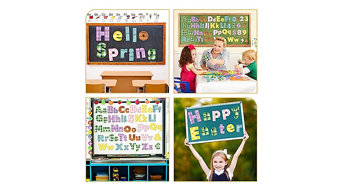 BeYumi 208Pcs Colorful Bulletin Board Letters for Spring