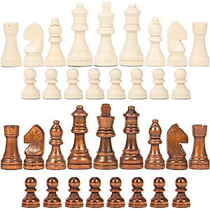 AMEROUS Wooden Chess Pieces Only with 2 Extra Queens / 3.0 Inch King/Storage Bag/Chess Instructions/Chessmen for Chess Borad/Replacement of Missing Pieces (NO Board)