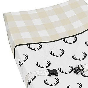 Sweet Jojo Designs Green and Beige Rustic Deer Buffalo Plaid Check Changing Pad Cover for Woodland Camo Collection