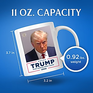 Bliss Monkey Co. Trump Make America Great Again Coffee Mug - Trump Mugshot - 11 Ounce Coffee Mug - Premium White Coffee Mug