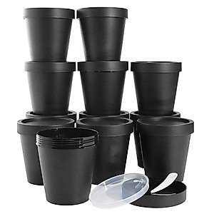 LONGWAY 7 oz/200ml Empty Slime Containers Plastic Jars with Lids for Beauty Products, DIY Slime Making or Travel Storage MakeUp (12 Pack, Black)