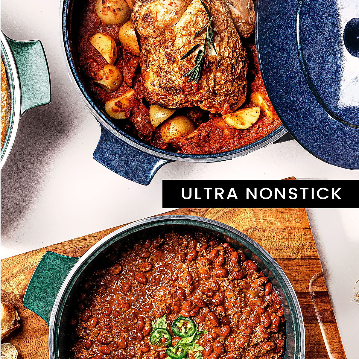 Granitestone Lightweight 6.5 Qt Dutch Oven Pot with Lid, Nonstick Dutch Oven Set, 10 in 1 Enamel Stock Pot/Cooking Pot & Dutch Oven for Sourdough Bread Baking, Dutch Ovens, Oven/Dishwasher Safe-Black