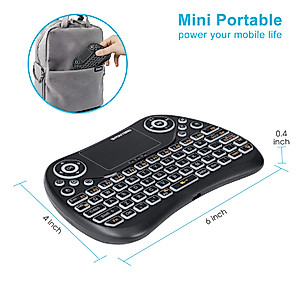 PONYBRO (Newest Version) Backlit Mini Wireless Keyboard with Touchpad Mouse Combo QWERTY Keypad,Rechargeable Handheld Keyboard Remote for Smart TV,Android TV Box,Xbox,Raspberry Pi,PC