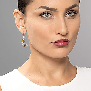 Peora Genuine Baltic Amber Dragonfly Dangle Earrings for Women 925 Sterling Silver, Rich Multiple Colors, Fishhooks