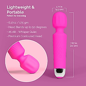 Ava Vibrator Wand Sex Toys [Clit Stimulator Vibrators] Vibrator for Woman | Sex Toy | 4+ Hr Battery | Gifts for Women | 20 Patterns & 8 Speeds of Pleasure | Quiet Adult Sex Toys -Standard - Hot Pink