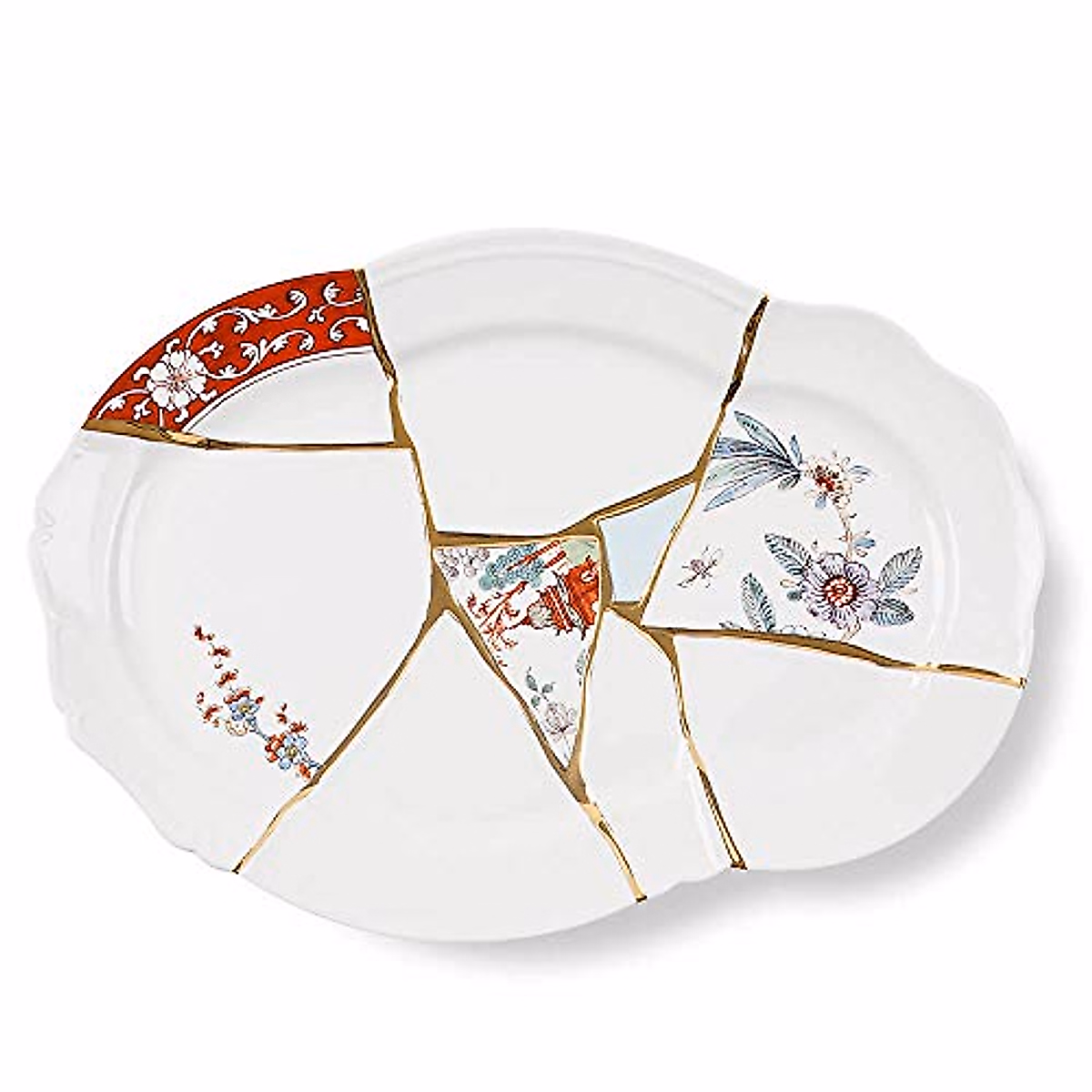 Seletti Kintsugi Tray in Porcelain and 24 Carat Gold