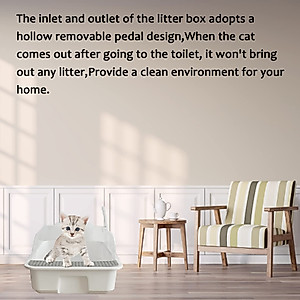 MUYG Open Cat Litter Box with High Side,Heightening Anti-Splashing Cats Litter Pan,Kitten Toilet with Litter Sifting Scoop,Semi-Enclosed Removable Kittens Litter for Boxes Easy to Clean No Odor