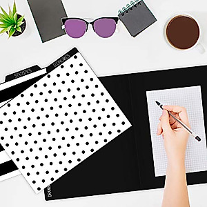 Schoolgirl Style Simply Stylish 6-Pack Decorative Teacher File Folders, 11.75" x 9.5" Black and White Letter Size File Folders With 1/3-Cut Tabs for Filing Cabinet, Office Supplies File Organizers