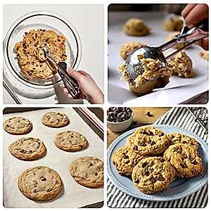 Cookie Scoop Set, 3Pcs Ice Cream Scoop, Cookie Scoops for Baking Set of 3, 18/8 Stainless Steel Cookie Scooper for Baking, Ice Cream Scooper with Trigger Release, Cookie Dough Scoop with Non-slip Grip