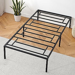 IDEALHOUSE 14 Inch Twin Bed Frame with Storage,Metal Platform Twin Bed Frame No Box Spring Needed Steel Slat Support Easy Assembly (Twin)