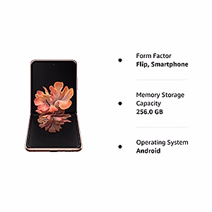 Samsung Galaxy Z Flip 5G Factory Unlocked New Android Cell Phone | US Version Smartphone | 256GB Storage | Folding Glass Technology| Long-Lasting Mobile Battery | Mystic Bronze -(Renewed)