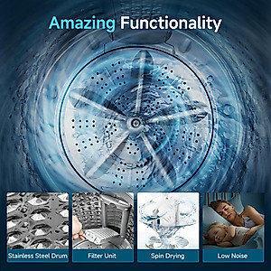 Feelfunn Portable Washing Machine - 1.03Cu.ft/8.8lbs Capacity, Fully Automatic Portable Washer with Drain Pump, 10 Programs and LED Display - Portable Washer Dryer Combo for Apartment Home Dorm RV